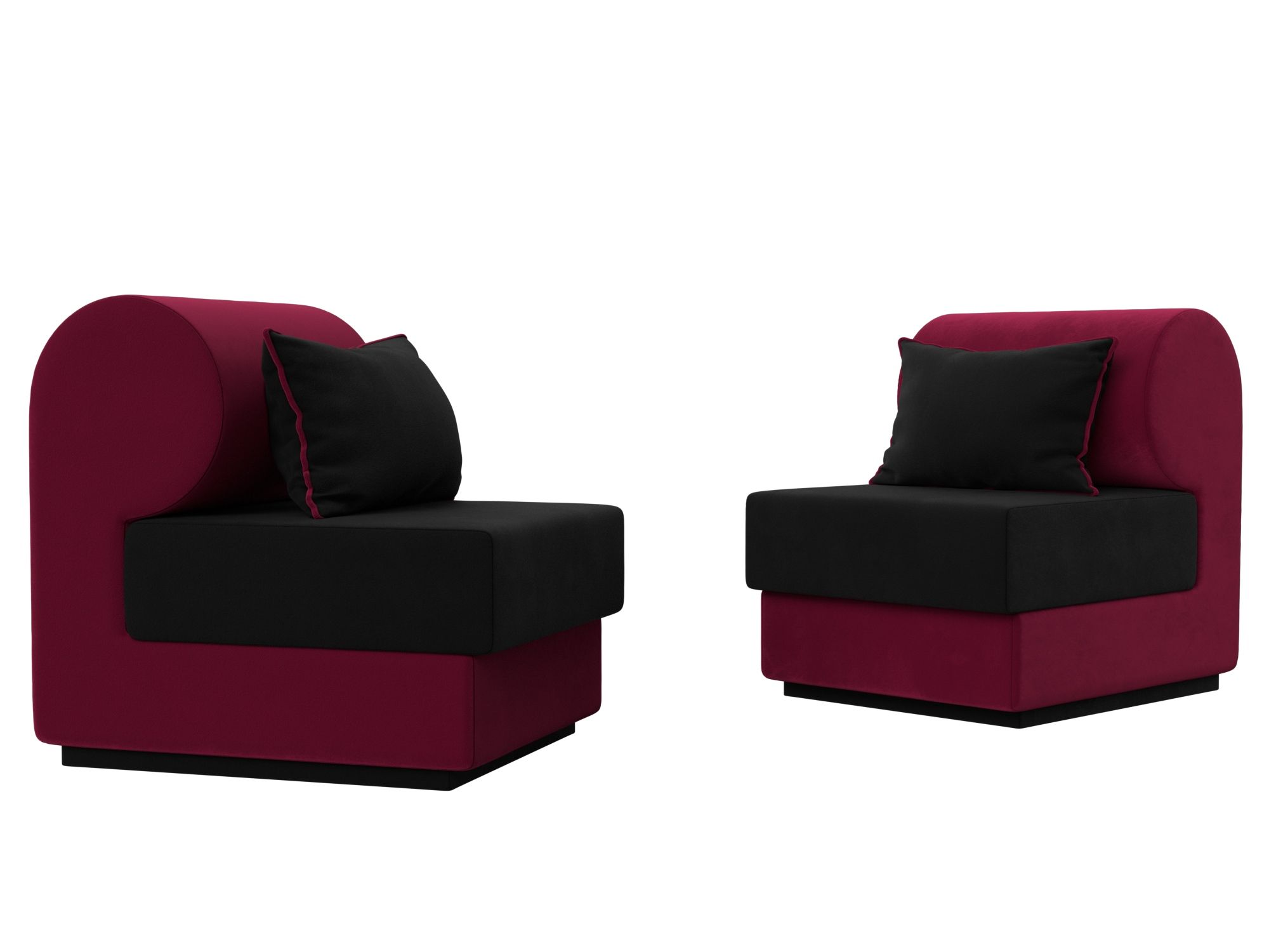 Набор Кипр-1 (2 кресла) микровельвет черный/бордовый