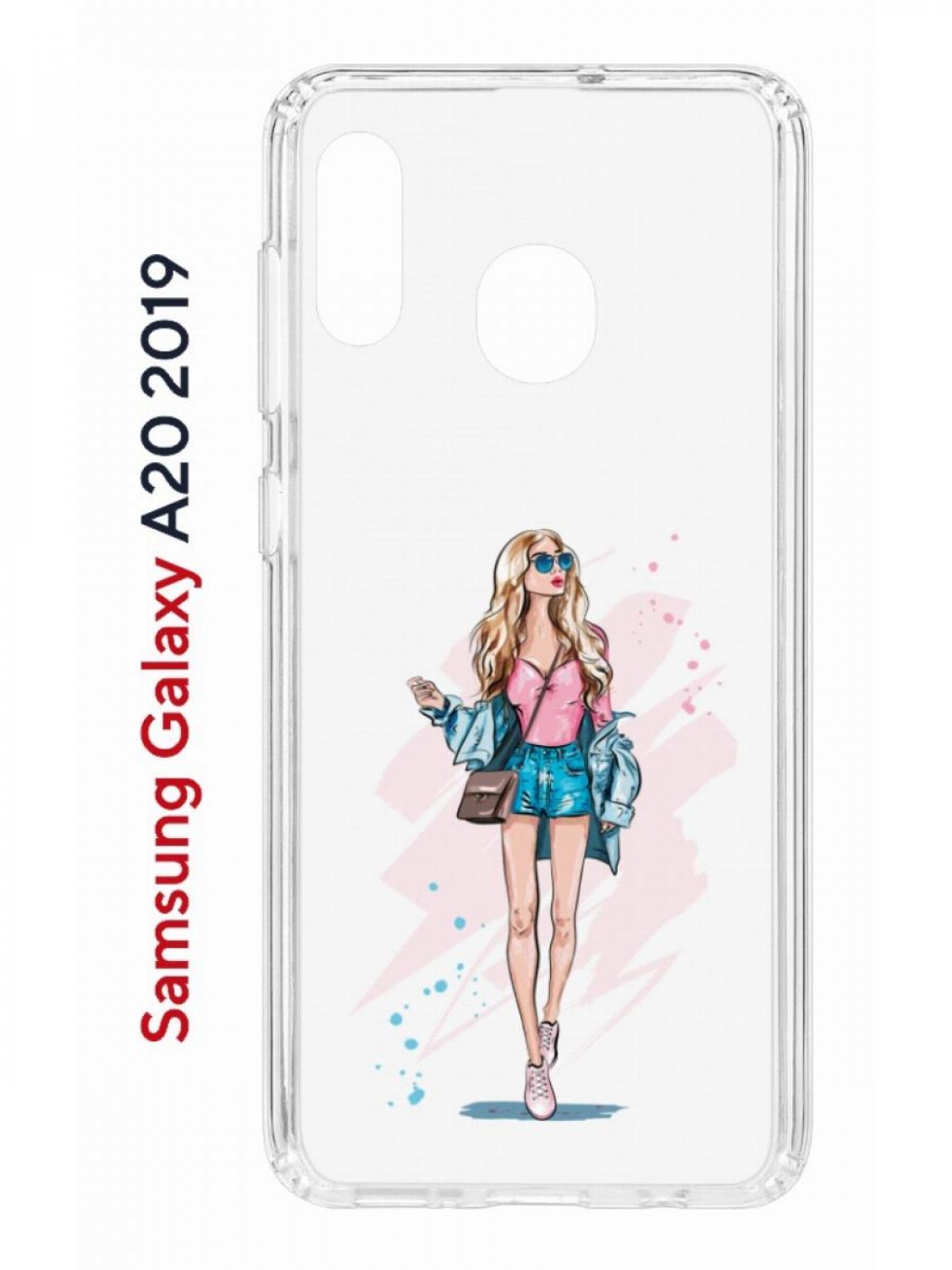 Чехол на Samsung A20/A30 2019 с принтом Kruche Print Fashion Girl, противоударный бампер