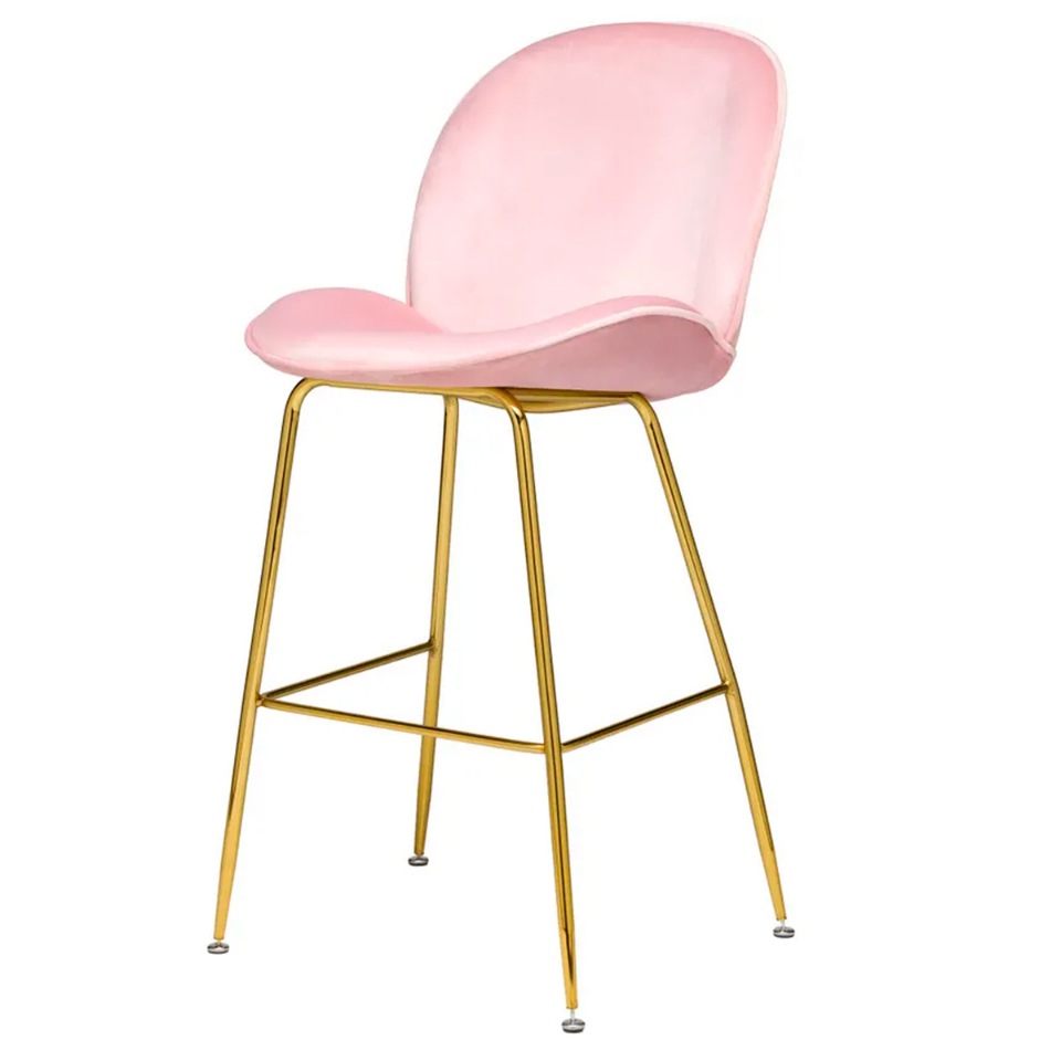 Барный стул StoreForHome Beetle SF-606H5, золотистый/розовый