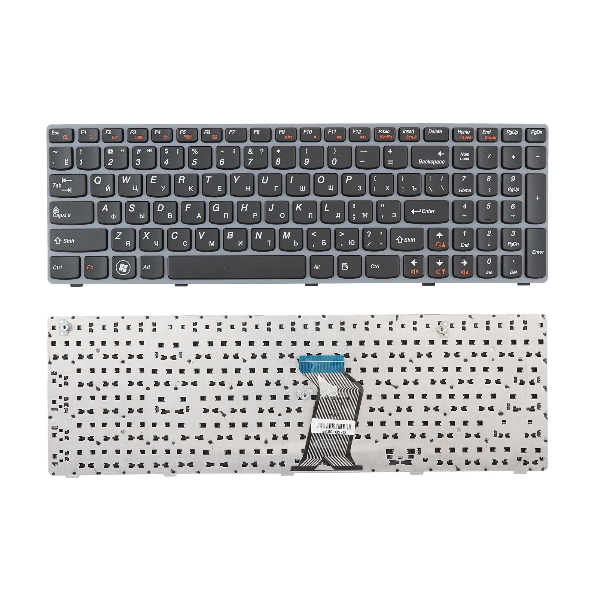 Клавиатура Azerty для ноутбука Lenovo IdeaPad G570/ G575/ G770 черная с серой рамкой