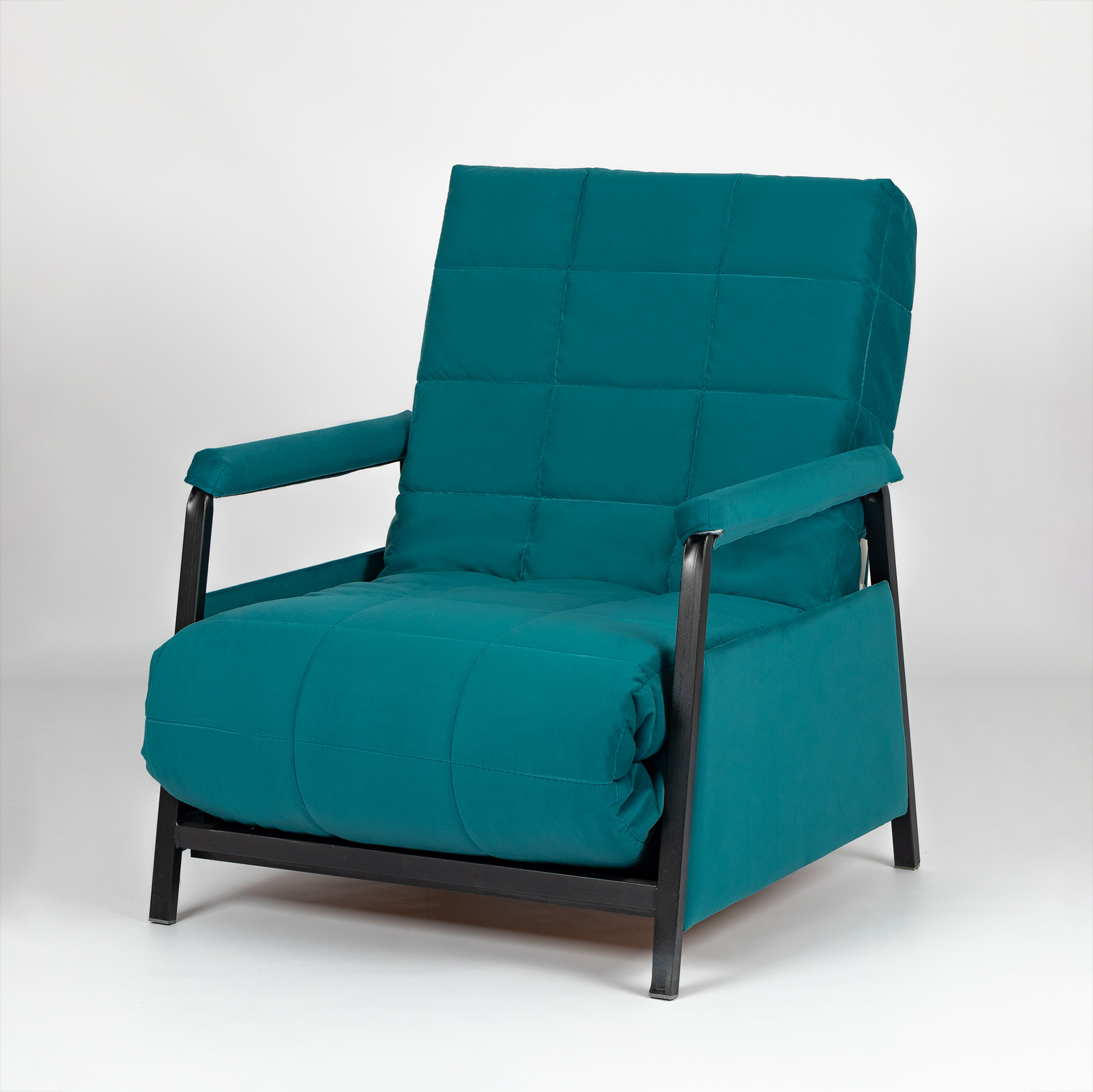 Кресло-кровать Divan24 Ирбис с подлокотниками, зеленый велюр
