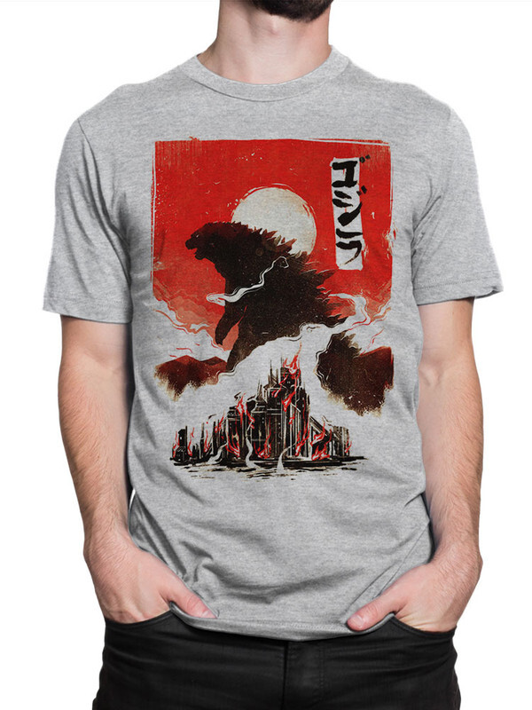Футболка мужская Design Heroes Годзилла серая 3XL