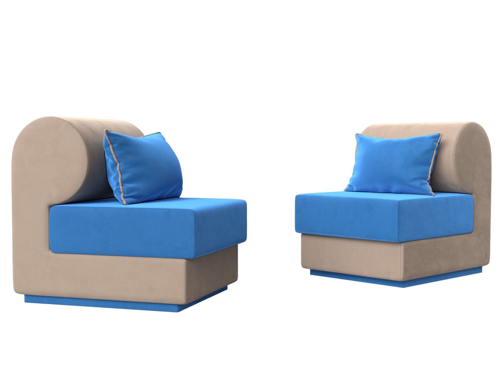 Набор Кипр-1 (2 кресла) велюр голубой/бежевый