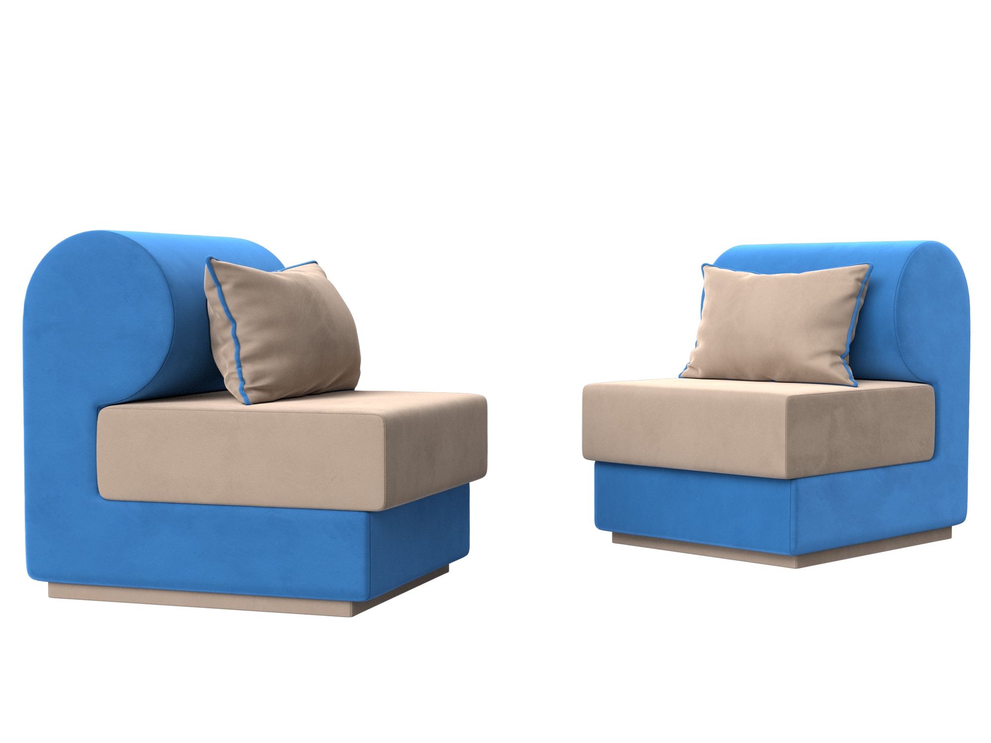 Набор Кипр-1 (2 кресла) велюр бежевый/голубой