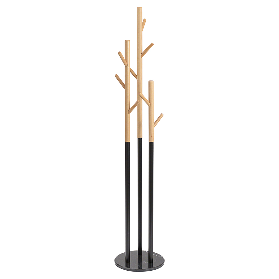 Вешалка напольная Bergenson Bjorn Solheim 171 см, цвет черный мрамор, натуральное дерево