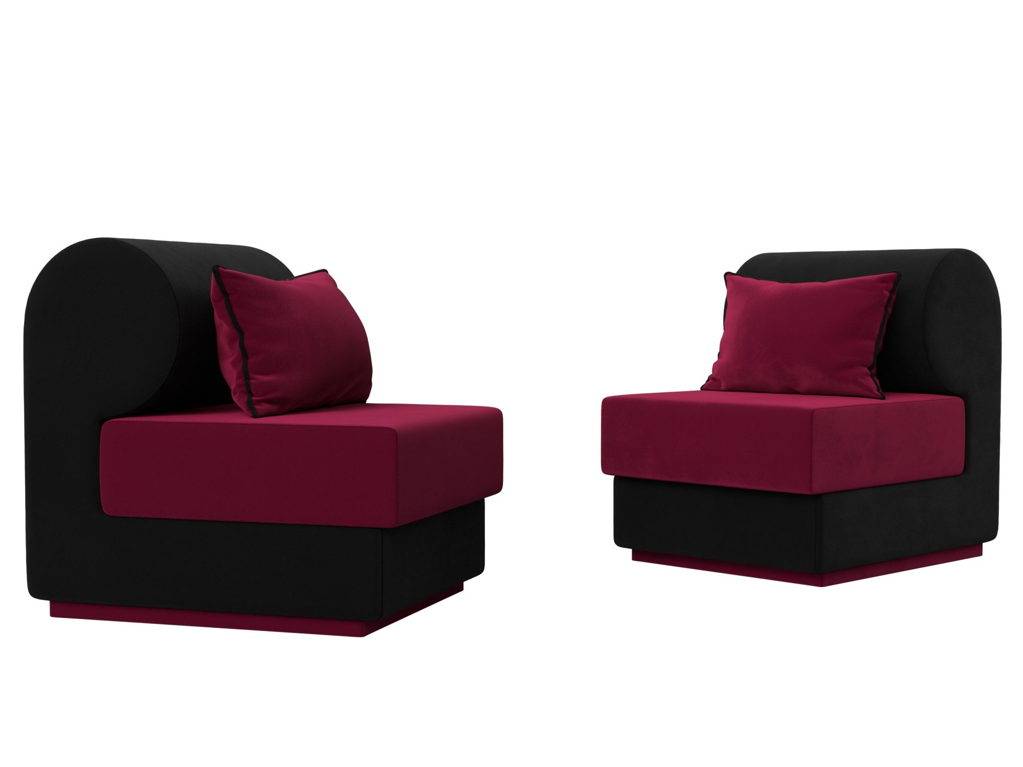 Набор Кипр-1 (2 кресла) микровельвет бордовый/черный
