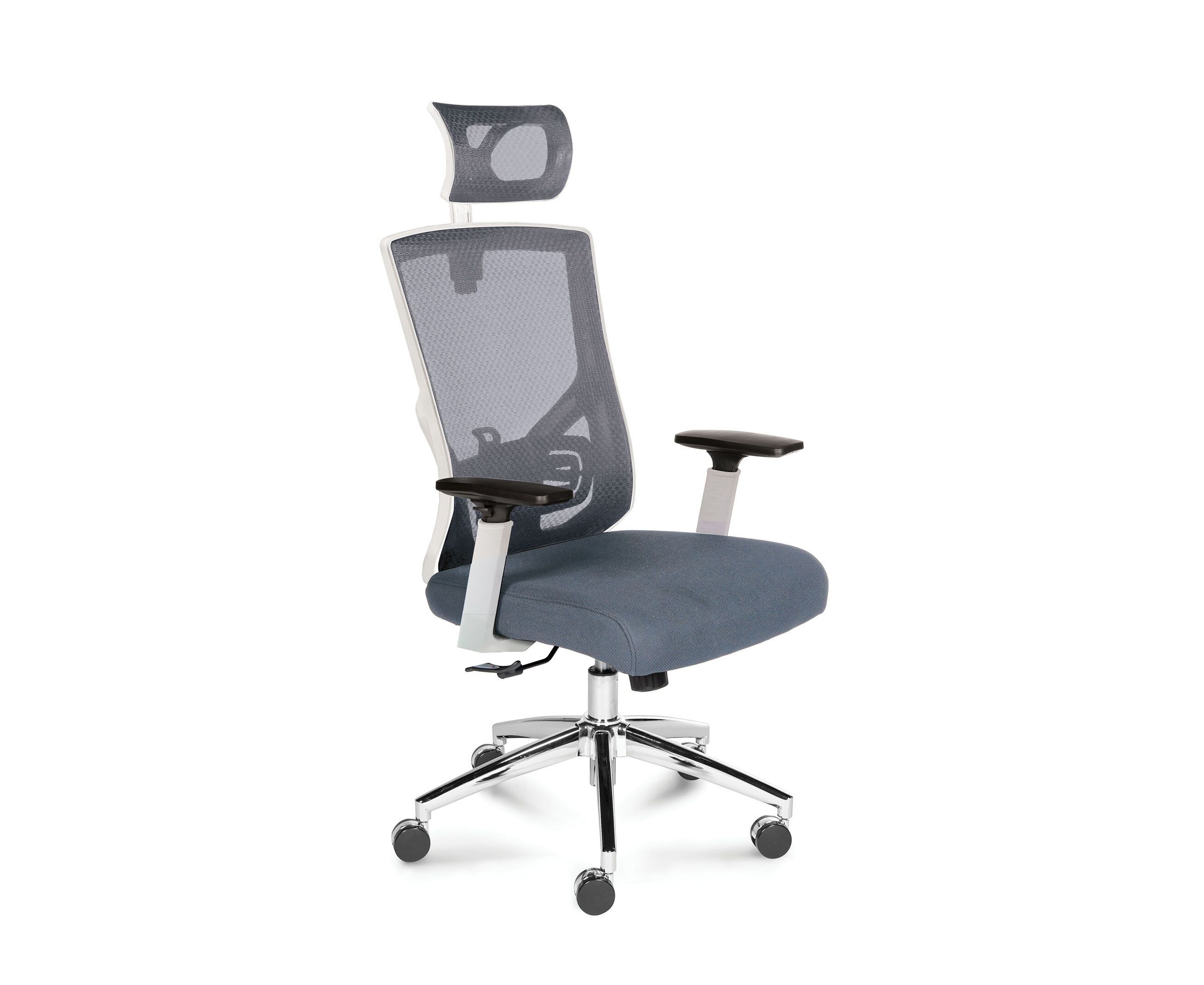 Кресло офисное Norden Гарда SL белый пластик / серая сетка / серая сидушка