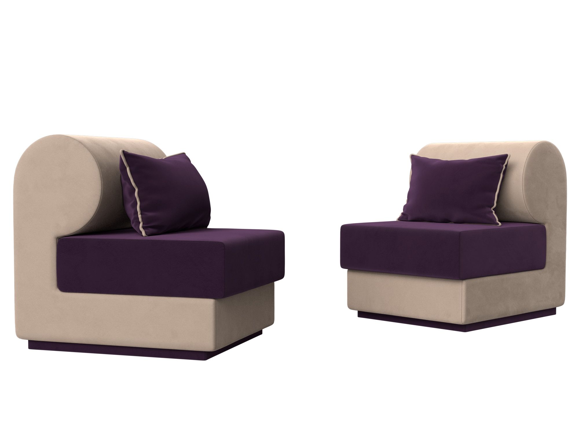 Набор Кипр-1 (2 кресла) велюр фиолетовый/бежевый