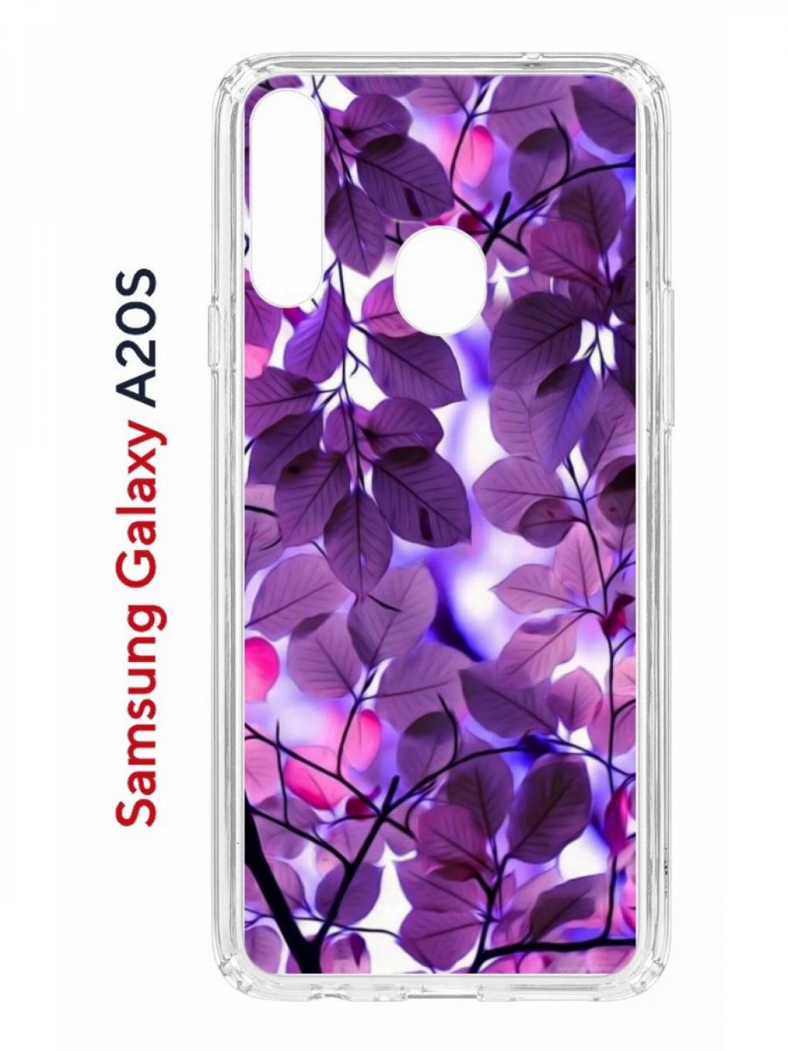 Чехол на Samsung Galaxy A20S с принтом Kruche Print Purple leaves, противоударный бампер