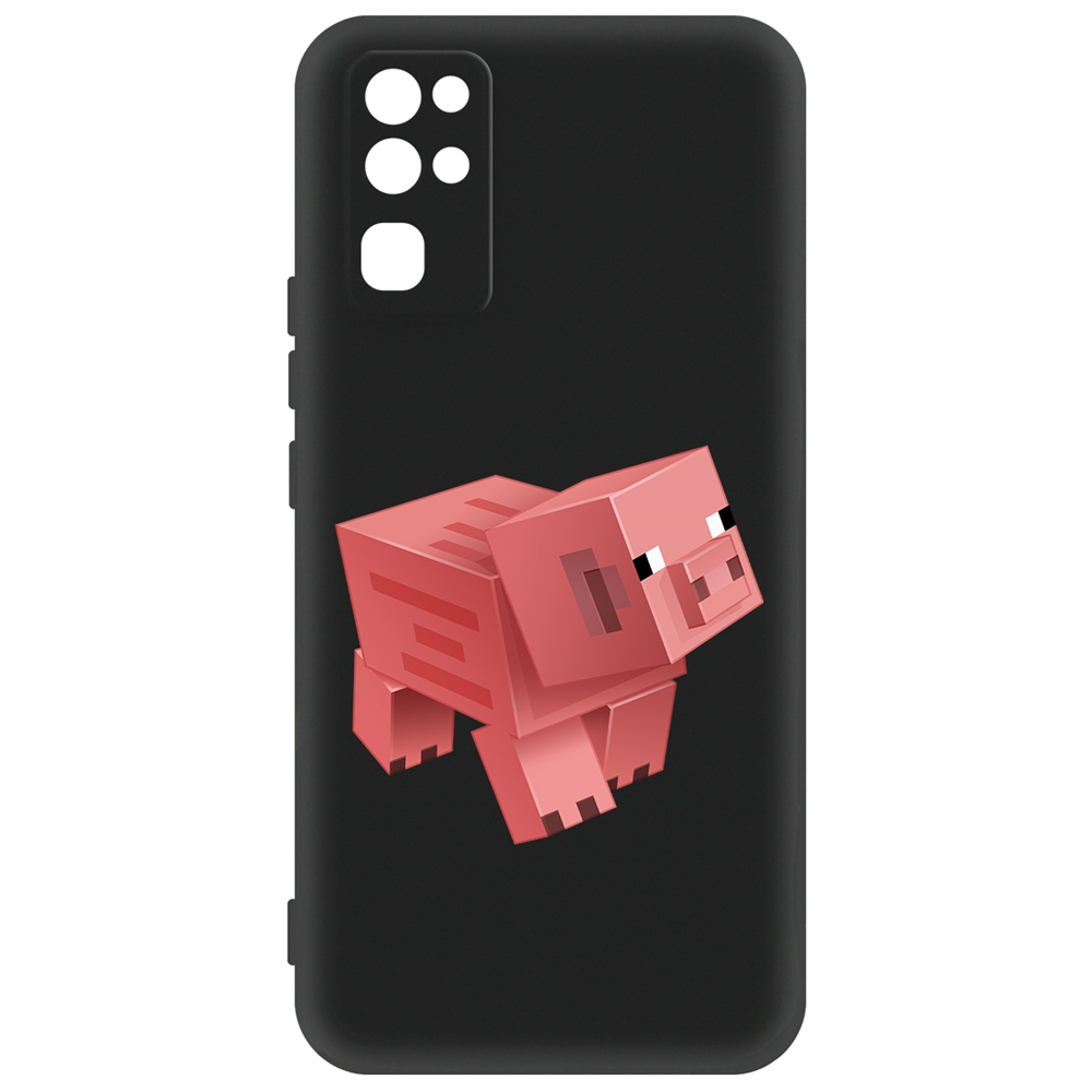 Чехол-накладка Krutoff Soft Case Minecraft-Свинка для Honor 30 черный