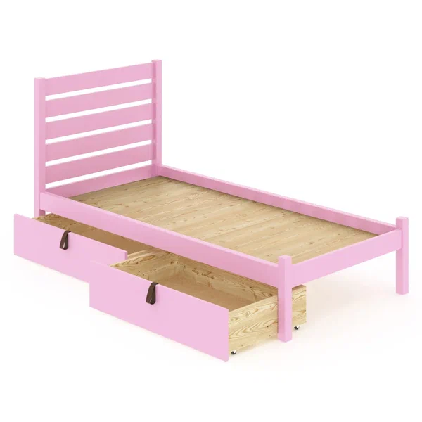 Кровать Solarius Классика высокая спинка сплошное основание 80х200, 2 ящика, цвет розовый