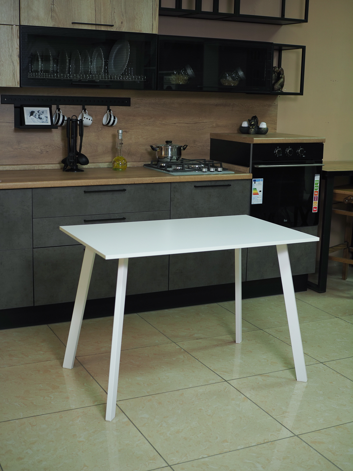 Стол Слим 2 кухонный нераздвижной в стиле лофт Frenesie, ЛДСП белый, 110x70x75 см.