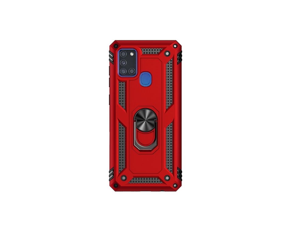 Противоударный ударопрочный чехол-бампер MyPads для Samsung Galaxy A21 красный