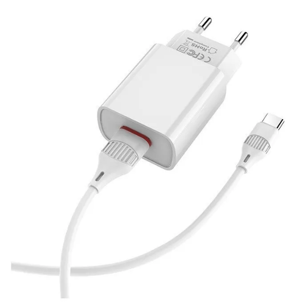 Сетевое зарядное устройство Type-C на USB 2.1A Borofone BA48A (EU) белый