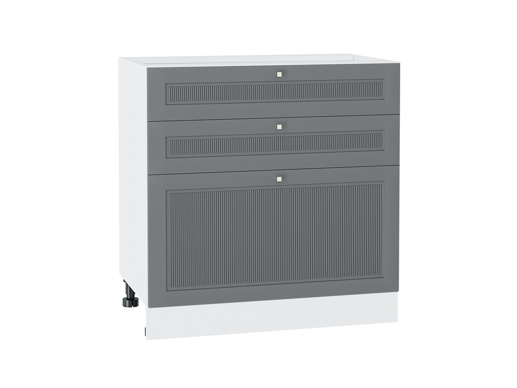Напольный шкаф 803 с 3-мя ящиками МС Моцарт Сурская мебель МДФ цвет Белый/Монблан софт Ф53