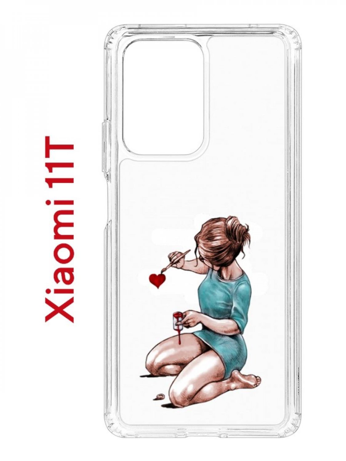Чехол на Xiaomi 11T/11T Pro Kruche Print Рисуя любовь,противоударный бампер с принтом