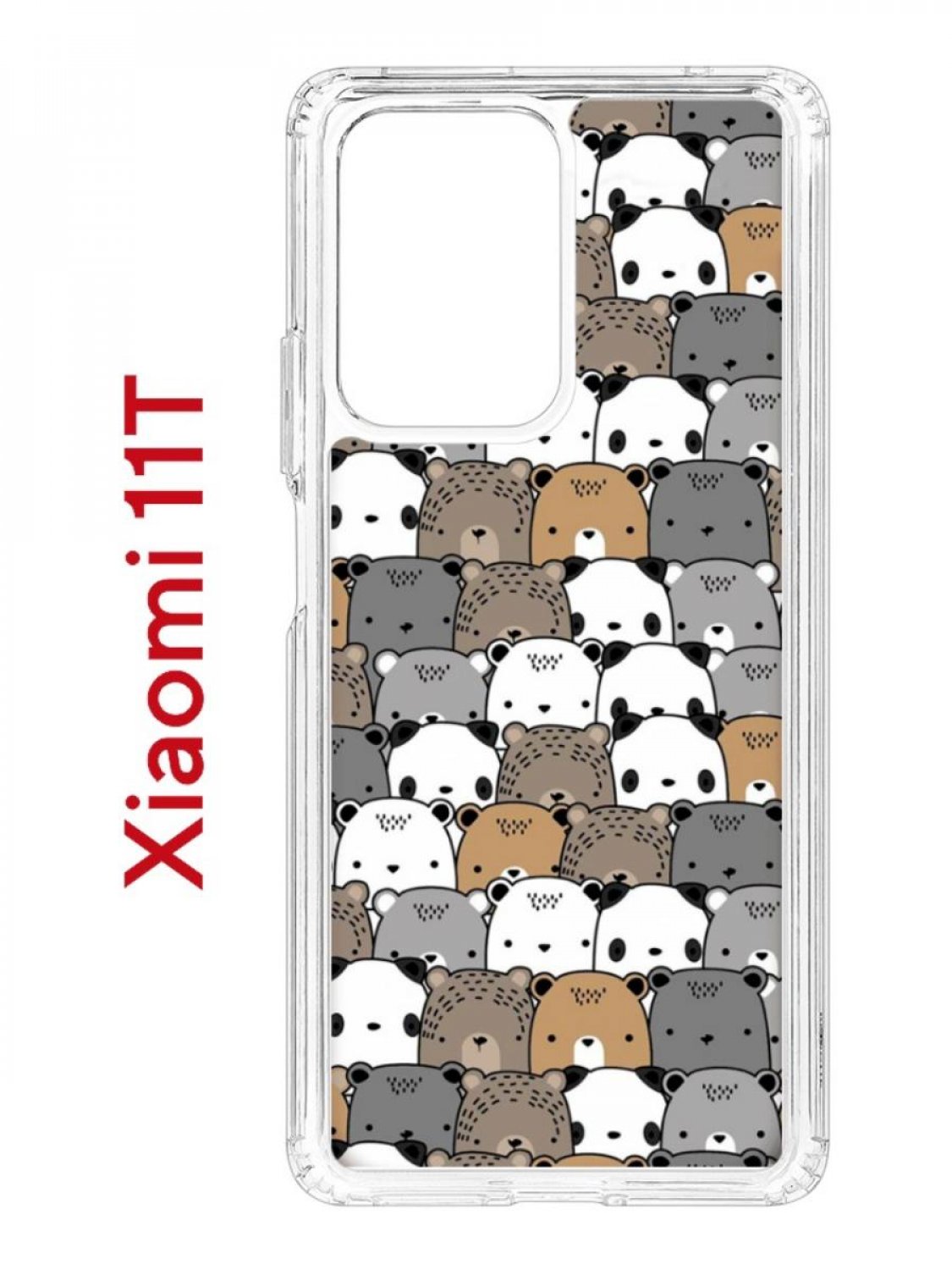 Чехол на Xiaomi 11T/11T Pro Kruche Print Медвежата,противоударный бампер,с защитой камеры