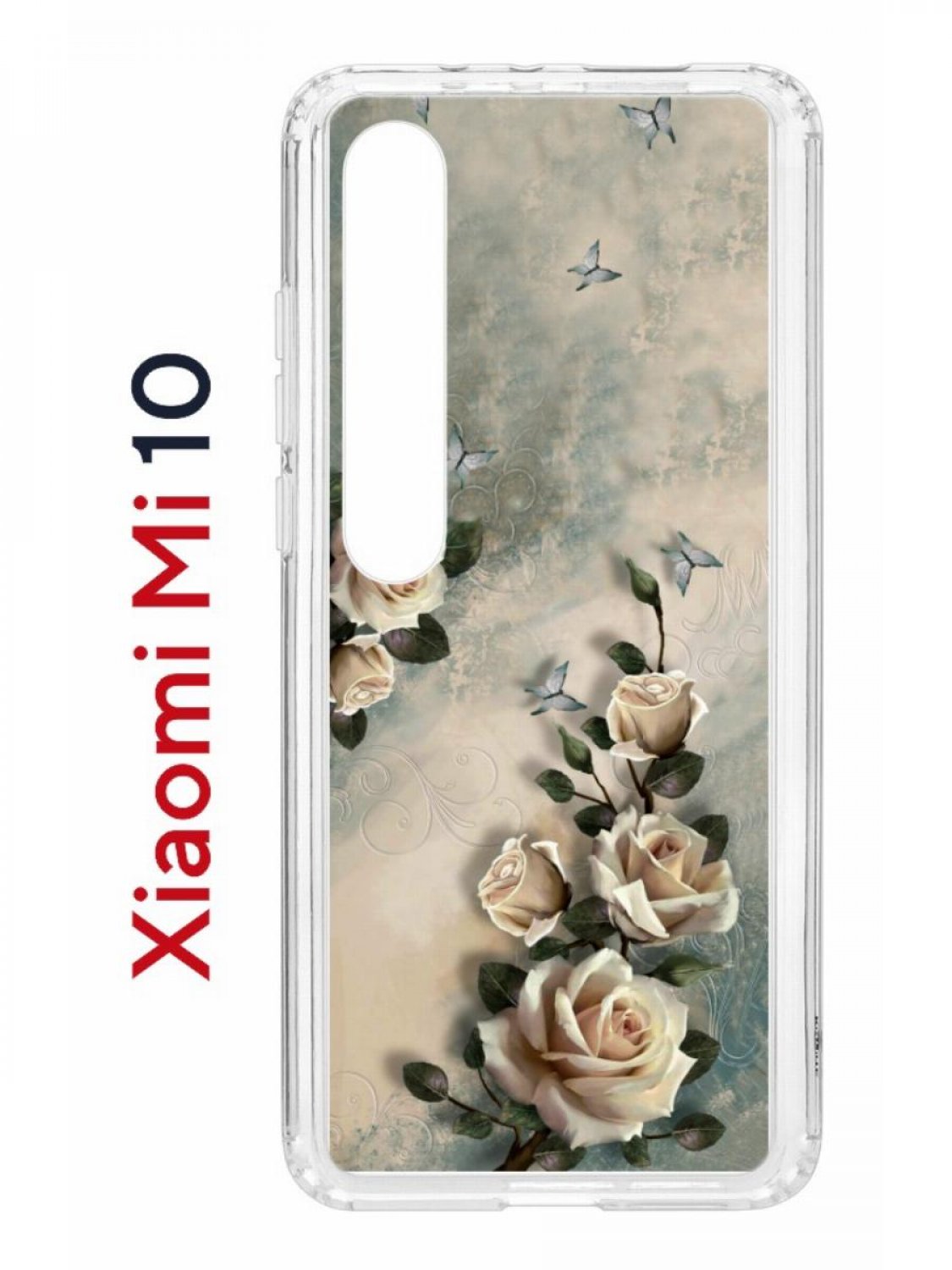 Чехол на Xiaomi Mi 10/Mi 10 Pro Kruche Print Белая роза,противоударный бампер с принтом