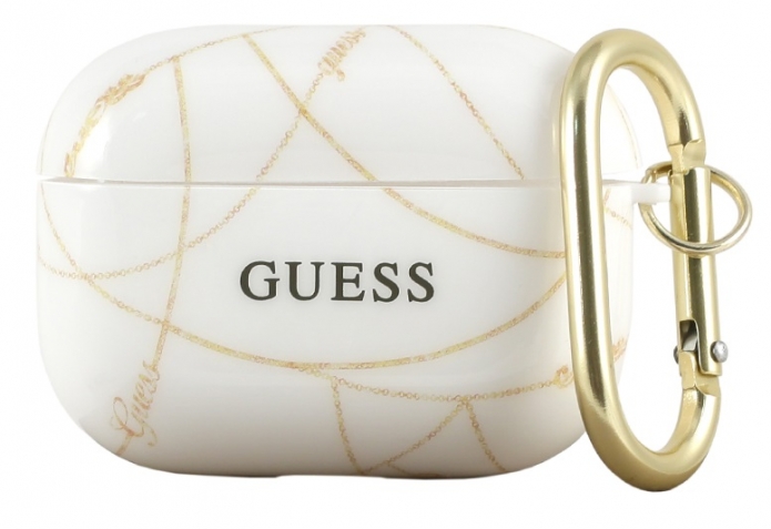 Чехол с карабином Guess TPU case with ring Chain AirPods Pro Белый