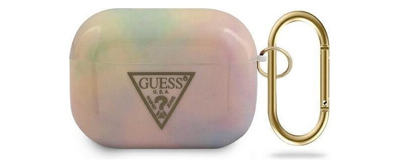Чехол с карабином Guess TPU case TIE & DYE with ring AirPods Pro Розовый