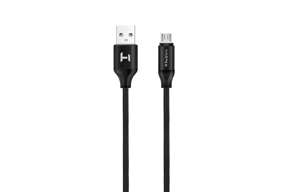 Кабель HARPER micro USB B (m), USB A(m), 1.0м, черный [brch-310]