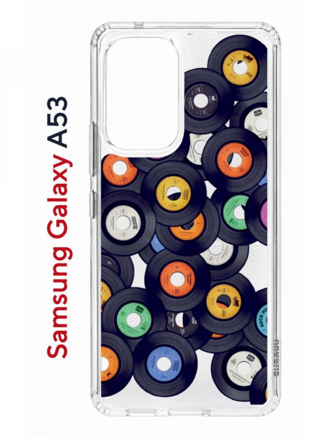 Чехол на Samsung A53 5G Kruche Print Виниловые пластинки,противоударный бампер