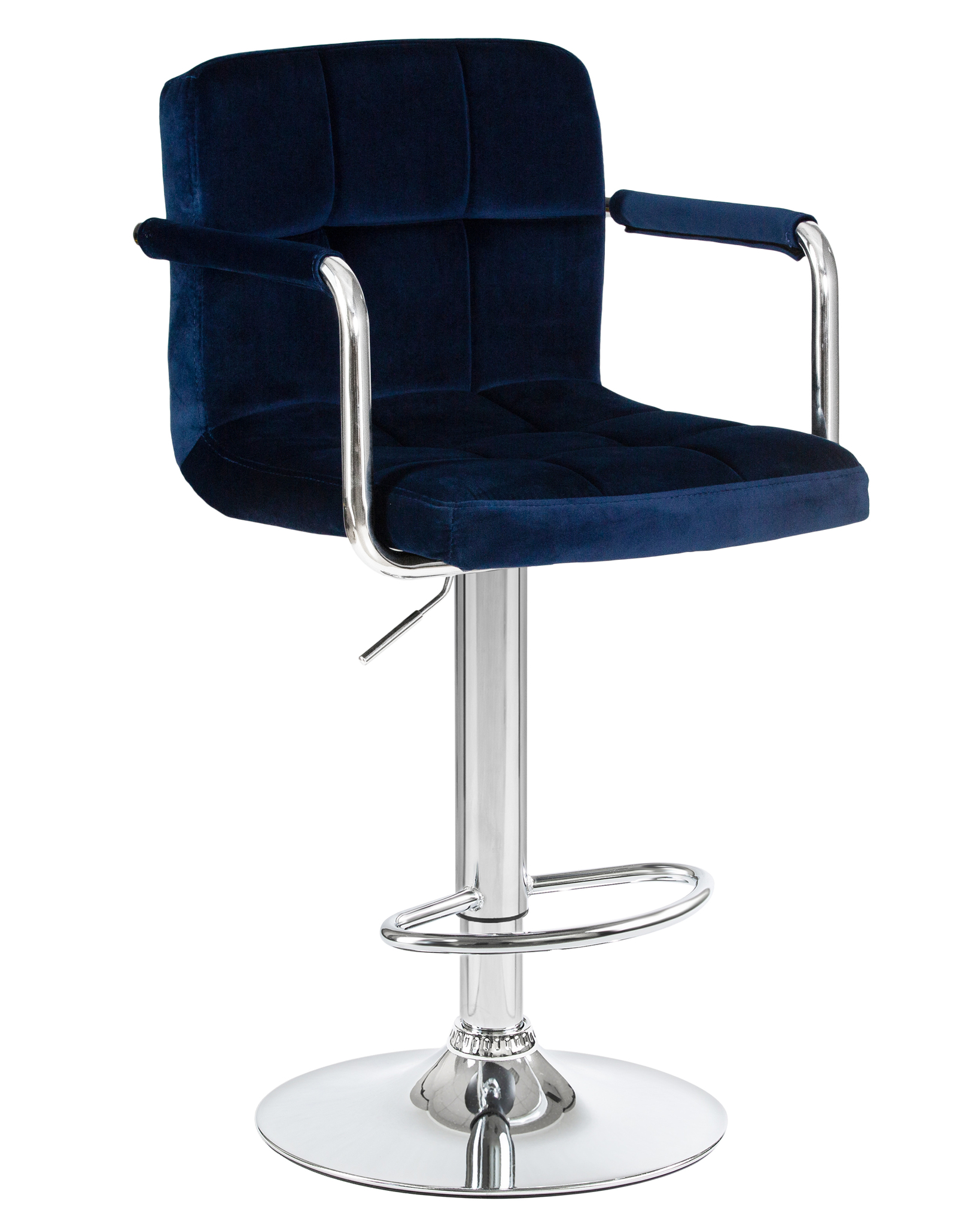 Барный стул Империя стульев KRUGER ARM-D LM-5011 blue velours (MJ9-117), хром/синий
