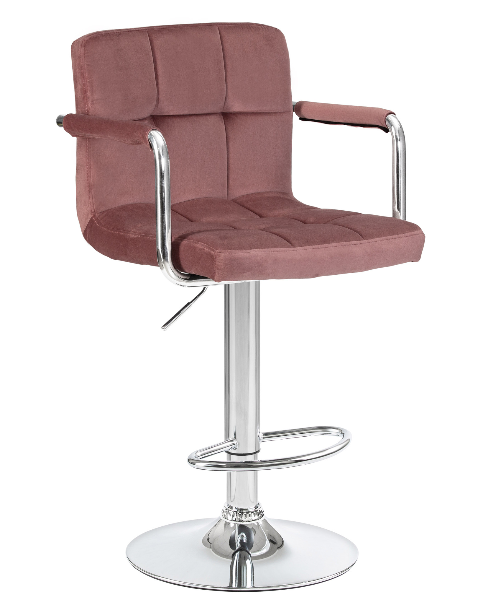 Барный стул Империя стульев KRUGER ARM-D LM-5011 powder pink velours MJ9-32, хром/розовый