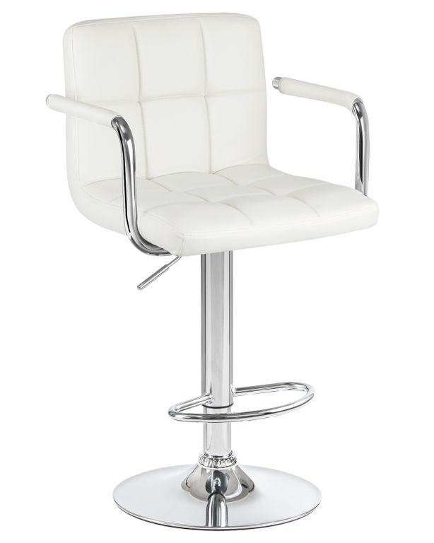 Барный стул Империя стульев KRUGER ARM-D LM-5011 white, хром/белый