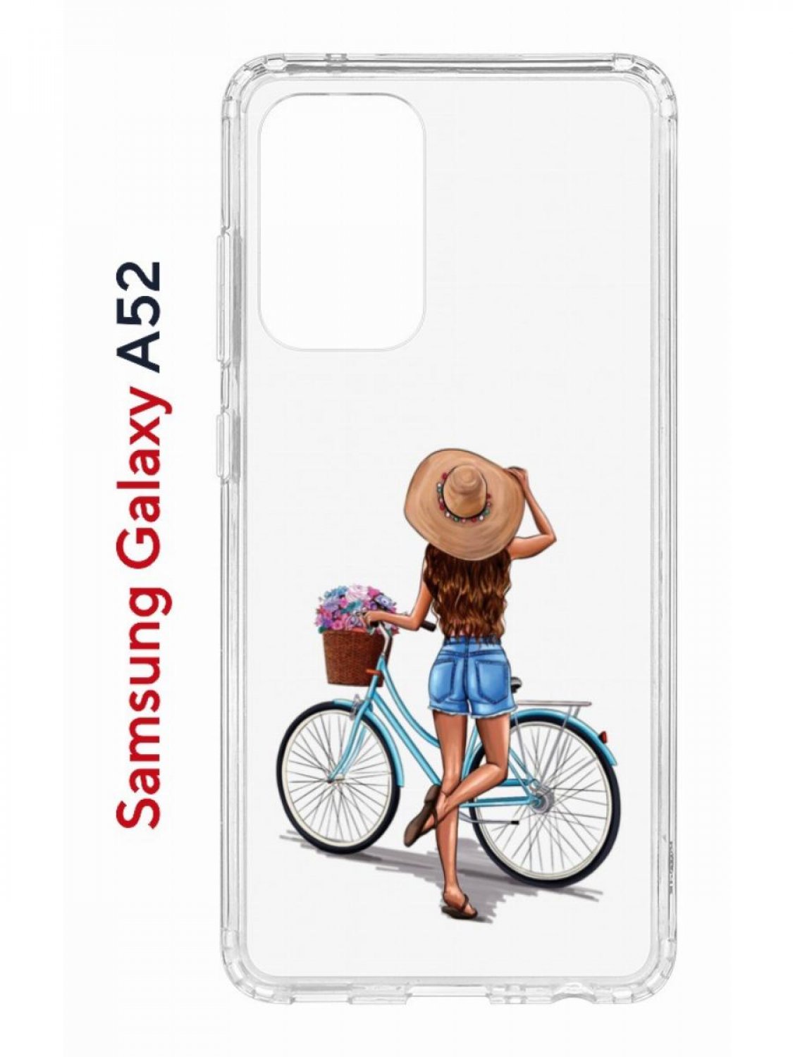 Чехол на Samsung A52 Kruche Print Велосипедная прогулка,противоударный бампер