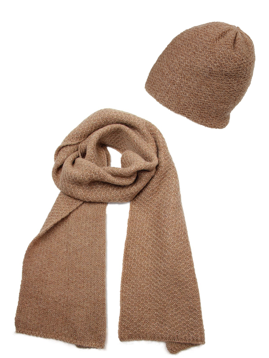 Комплект шапка и шарф женский Venera 9906587 бежевый, коричневый