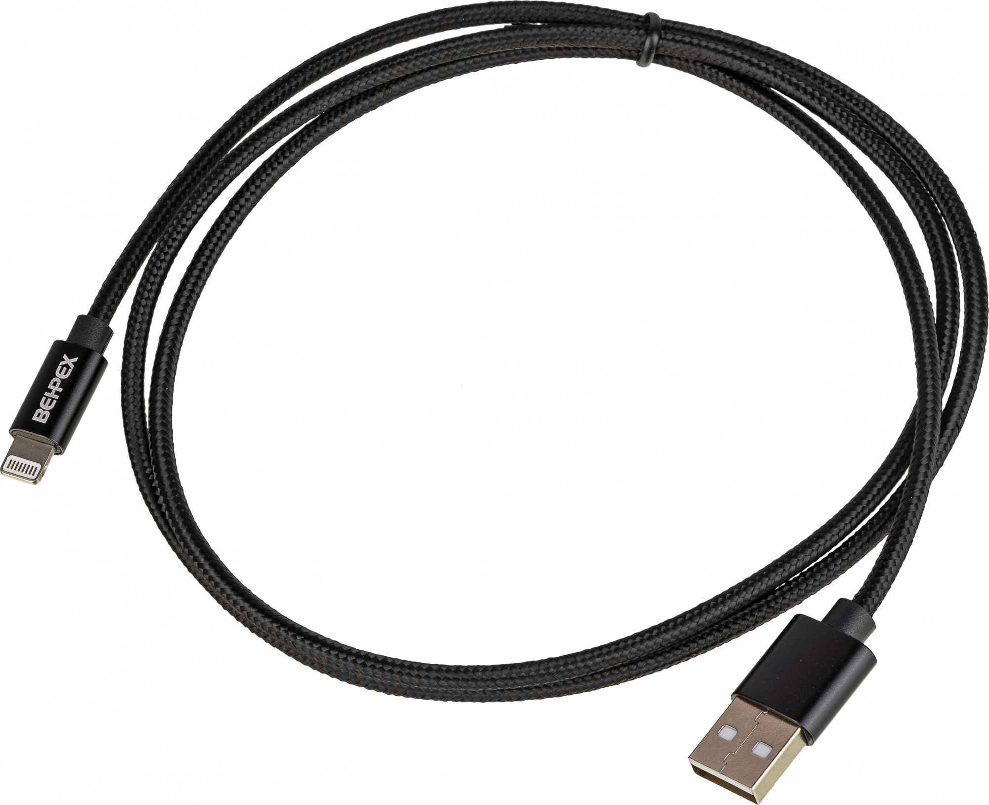 Кабель Behpex Lightning (m) - USB (m) в оплетке, 2.4A, 1 м, черный