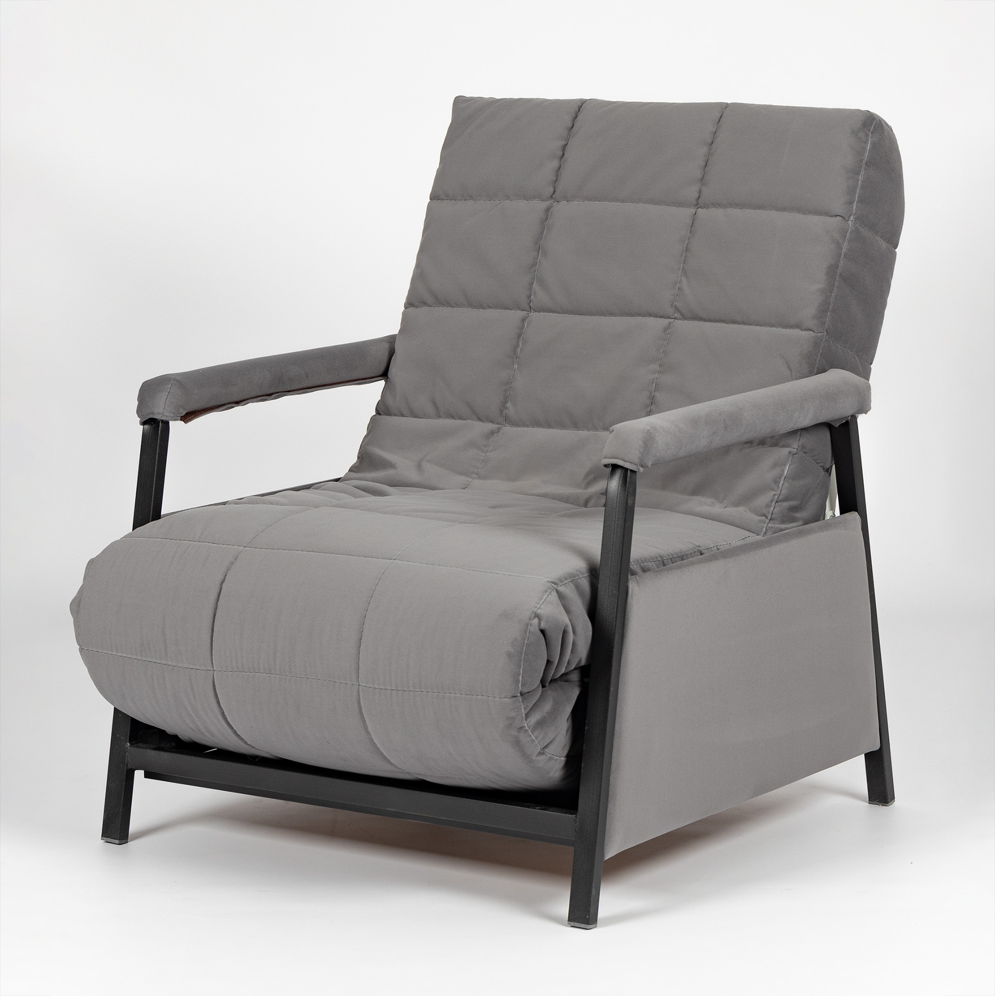 Кресло-кровать Divan24 Ирбис с подлокотниками, серый велюр