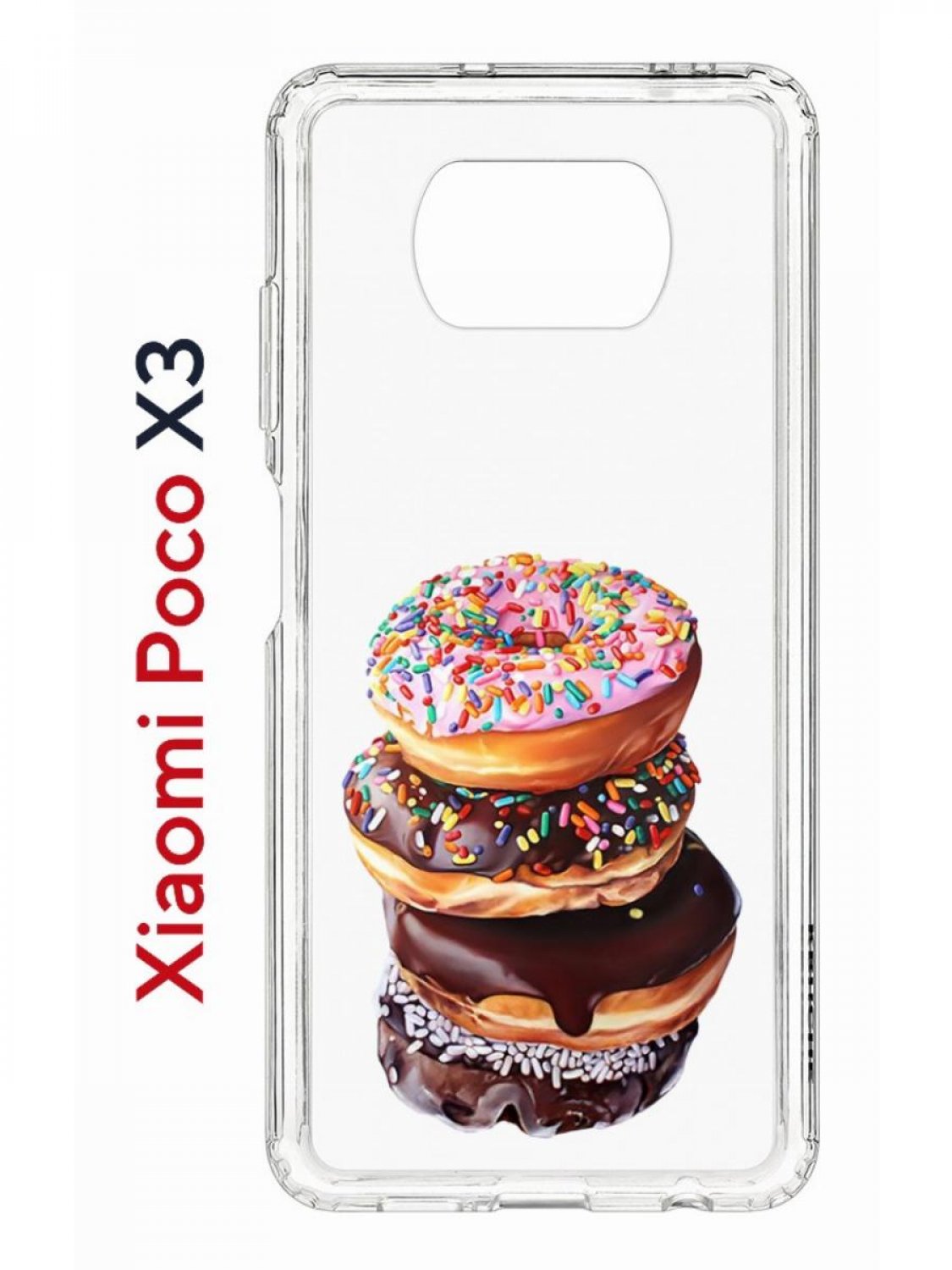 Чехол на Xiaomi Poco X3/X3 Pro Kruche Print Donuts,противоударный бампер с принтом