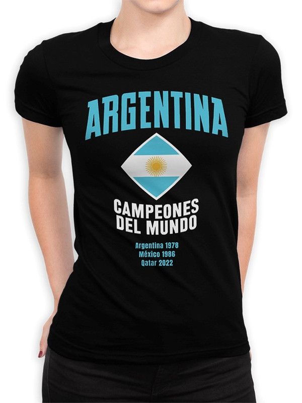 Футболка женская Design Heroes Сборная Аргентины - Чемпионы Мира 1 черная 3XL