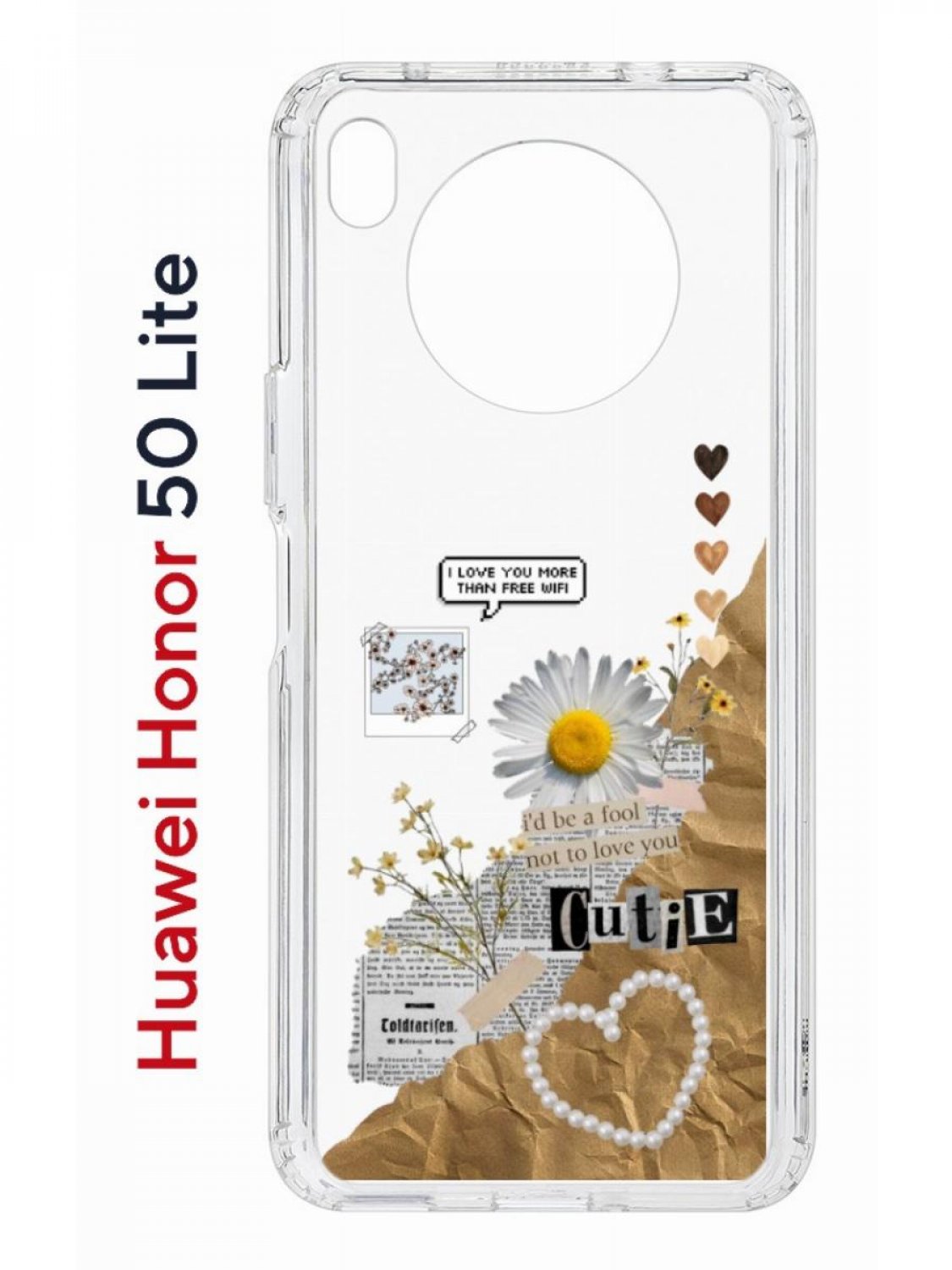 Чехол на Honor 50 Lite, Huawei Nova 8i Kruche Print Крафтовые наклейки, защитный бампер