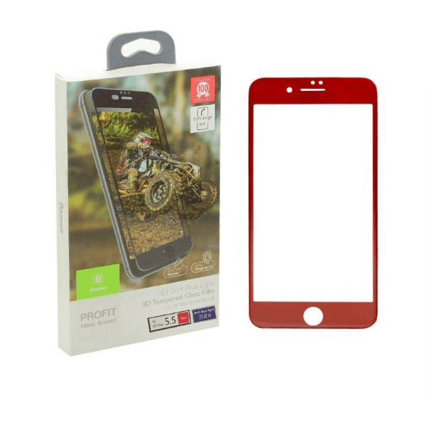 Защитное стекло Baseus для iPhone 7 Plus 3D Profit 0.23mm, красное