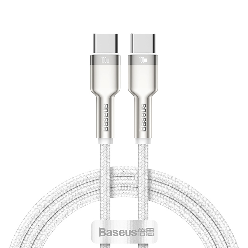Кабель Mobileocean Baseus USB-C  Cafule, Type-C - Type-C, 5A, 100W, 1 м, белый