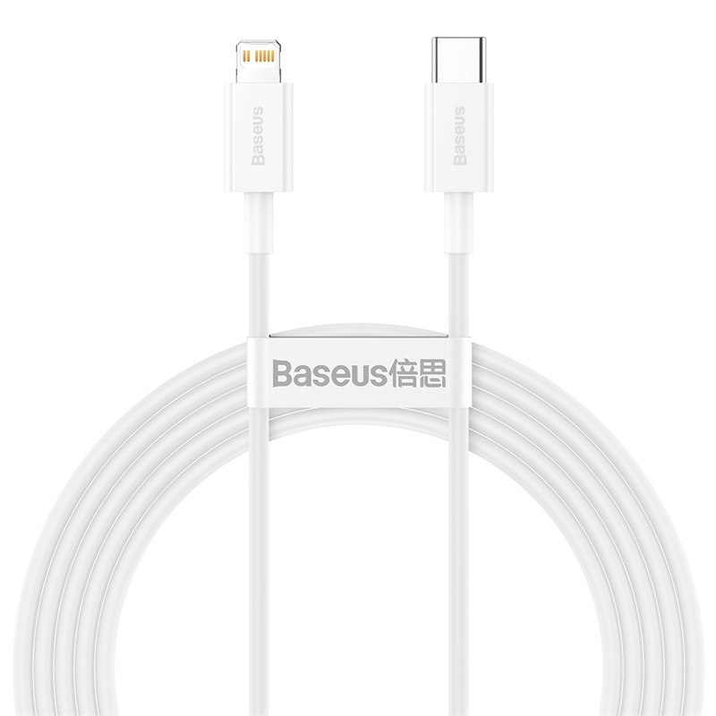 Кабель USB-C BASEUS Superior Series Fast Charging, Type-C - Lightning, 20W, 2 м, белый