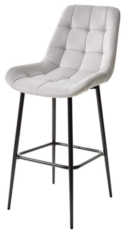 Барный стул M-CITY ХОФМАН (2 шт.) H-09 Светло-серый, велюр / черный каркас