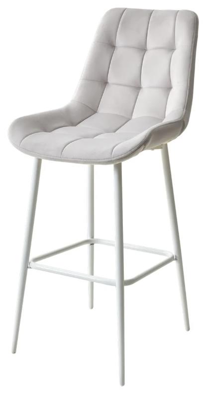 Барный стул M-CITY ХОФМАН (2 шт.) H-09 Светло-серый, велюр / белый каркас
