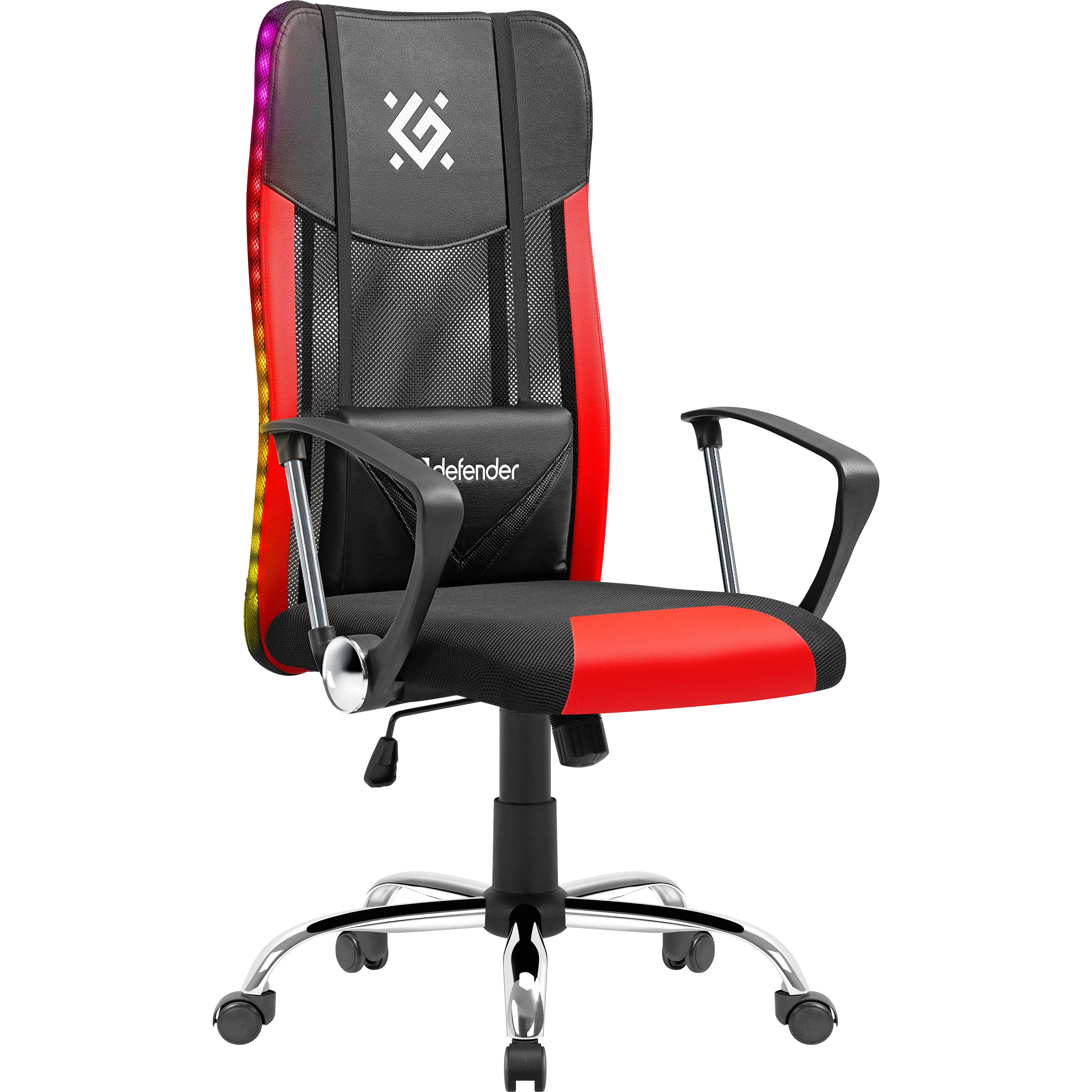 Кресло игровое Defender West с подсветкой, сетка, черно-красное