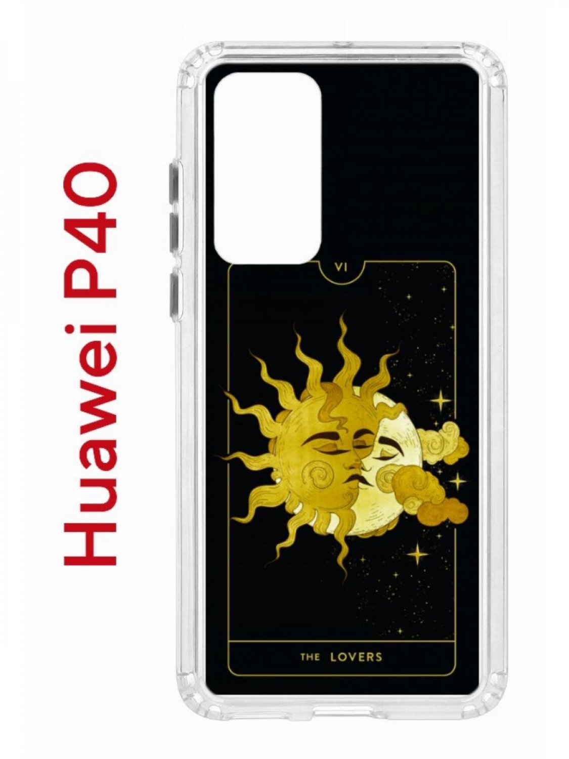 Чехол на Huawei P40 Kruche Print Tarot Lovers, противоударный бампер, защита камеры