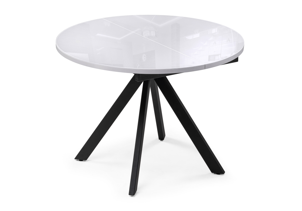 Стеклянный стол Woodville Ален 100(140) ультра белое стекло/черный