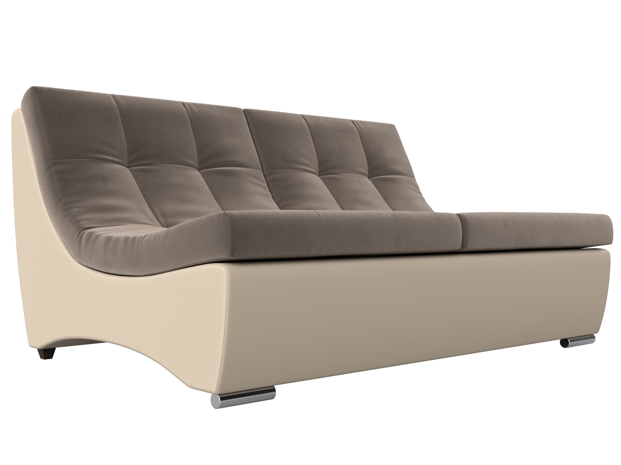 Модуль Монреаль диван велюр/экокожа коричневый/бежевый