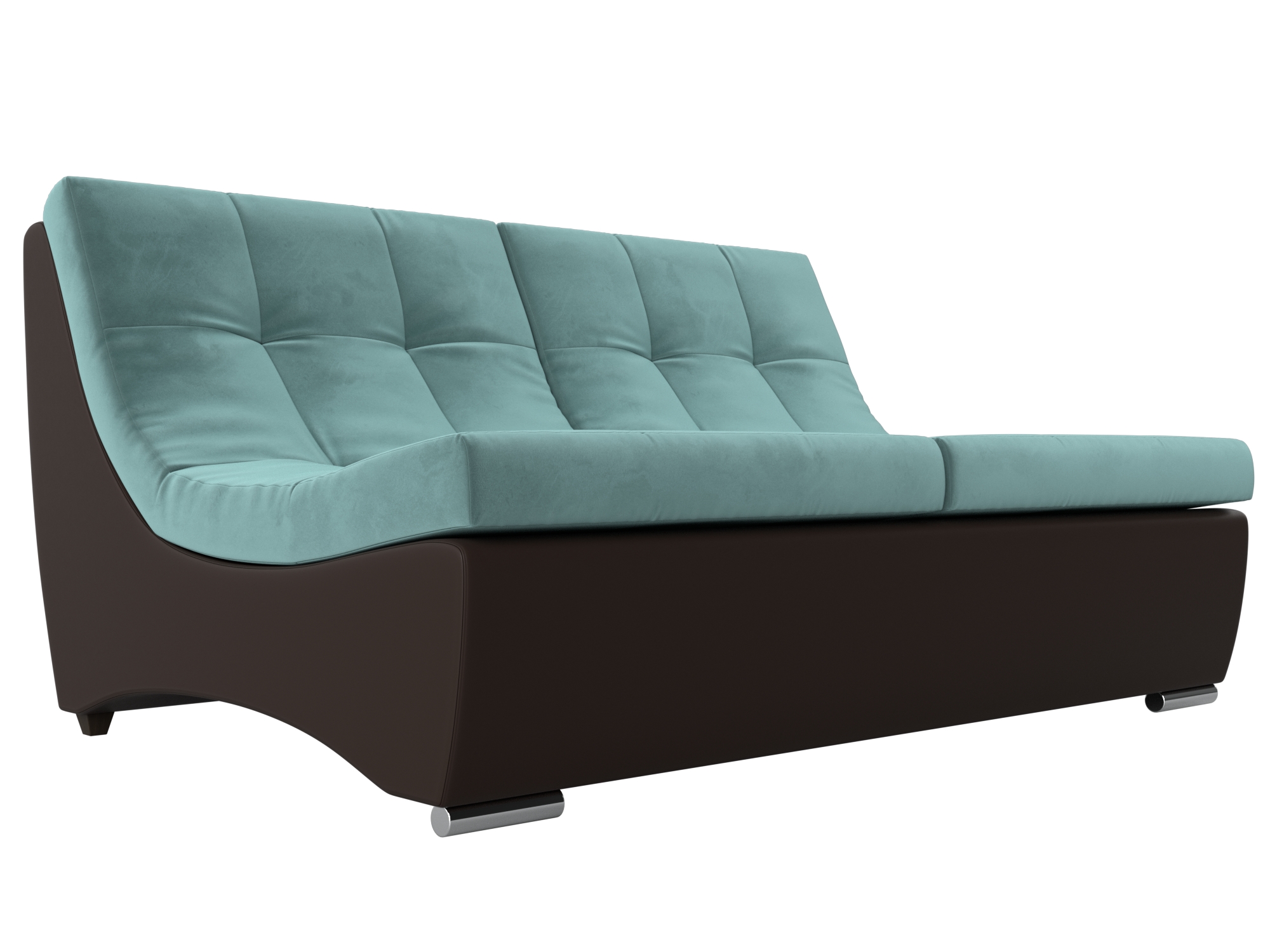 Модуль Монреаль диван велюр/экокожа бирюзовый/коричневый