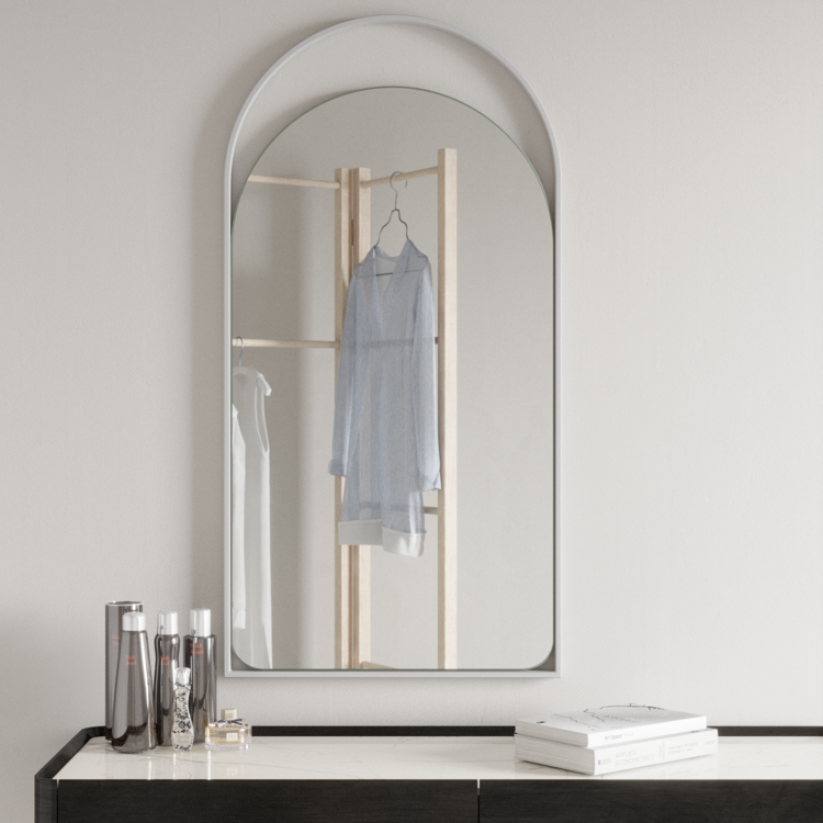 Зеркало настенное GENGLASS ARKELO White 102x52 см, GGM-04-3 дизайнерское, в белой раме