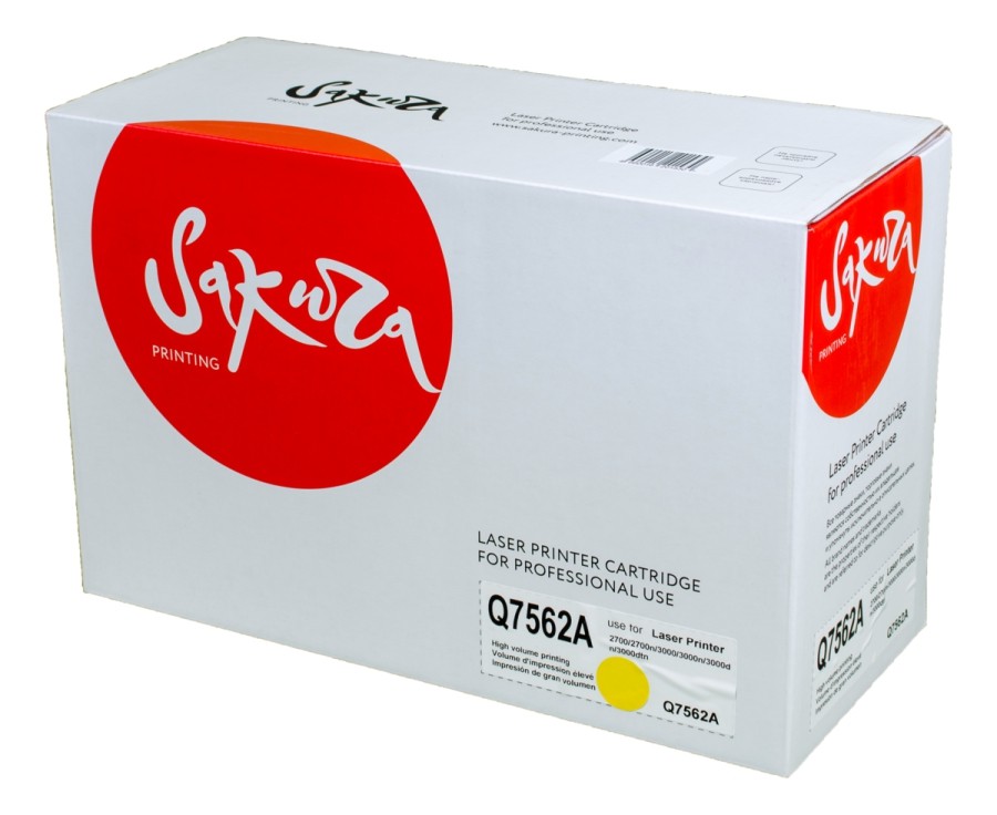 Картридж для лазерного принтера SAKURA Q7562A SAQ7562A Yellow, совместимый
