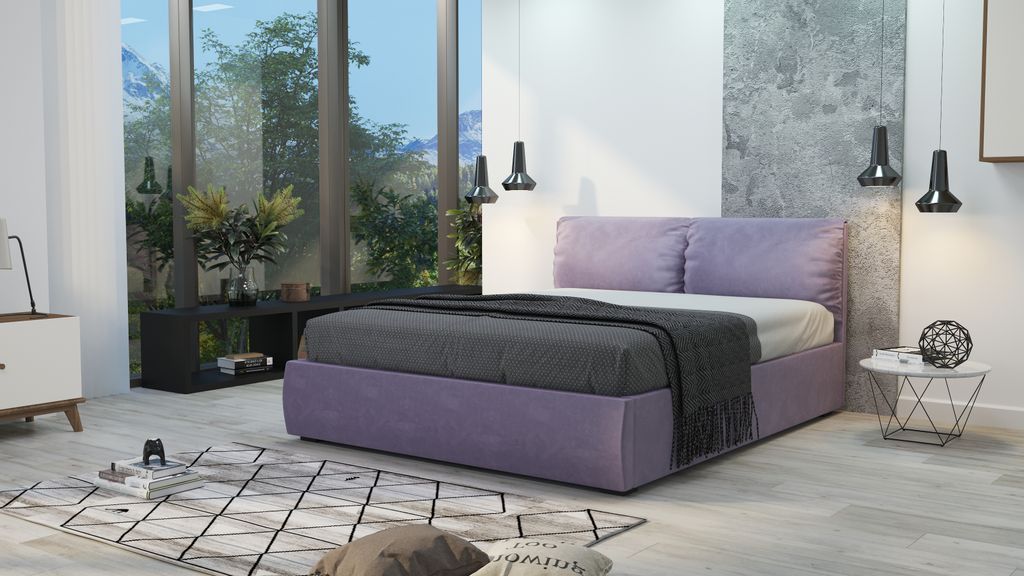 Кровать двуспальная с мягкими подушками в изголовье MyCloud, модель Ибица 140x200