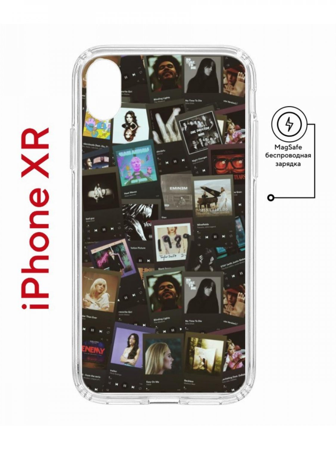 Чехол на iPhone XR MagSafe с принтом Kruche Print Плейлисты противоударный с магнитом